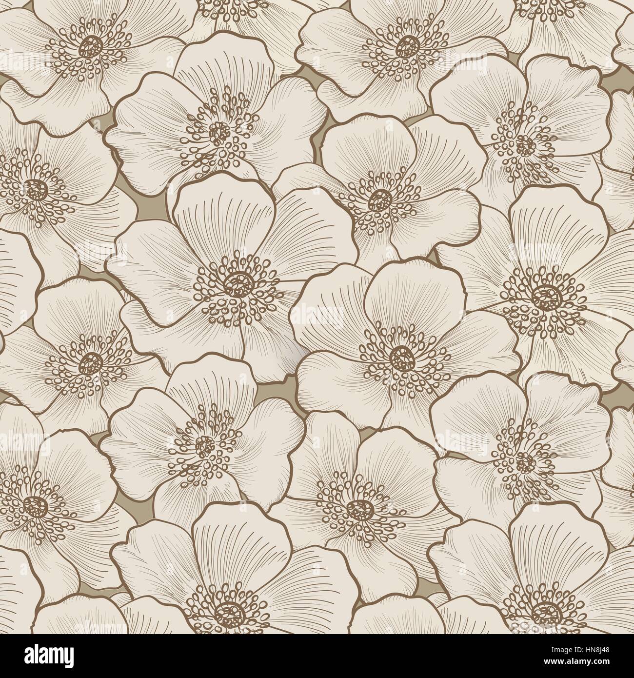 Floral seamless pattern. Flower silhouette background. Floral ...