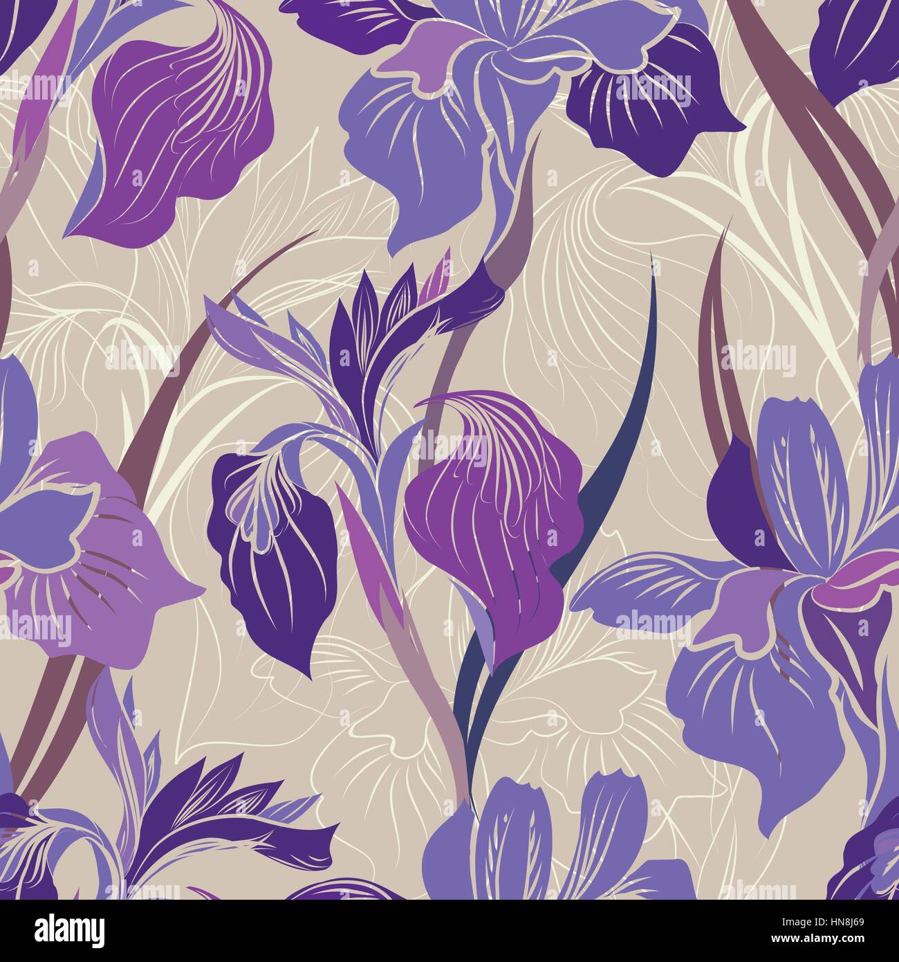 Floral seamless pattern. Flower iris background. Floral seamless ...