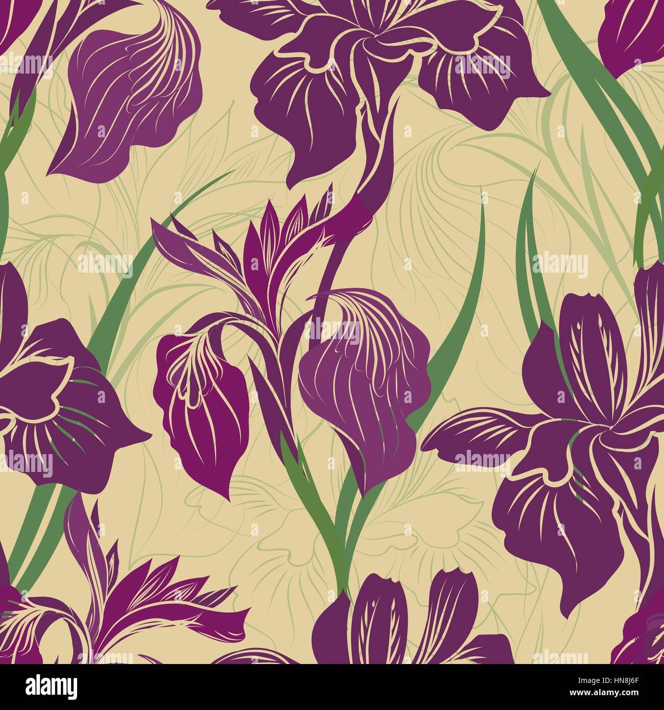 Floral seamless pattern. Flower iris background. Floral seamless ...