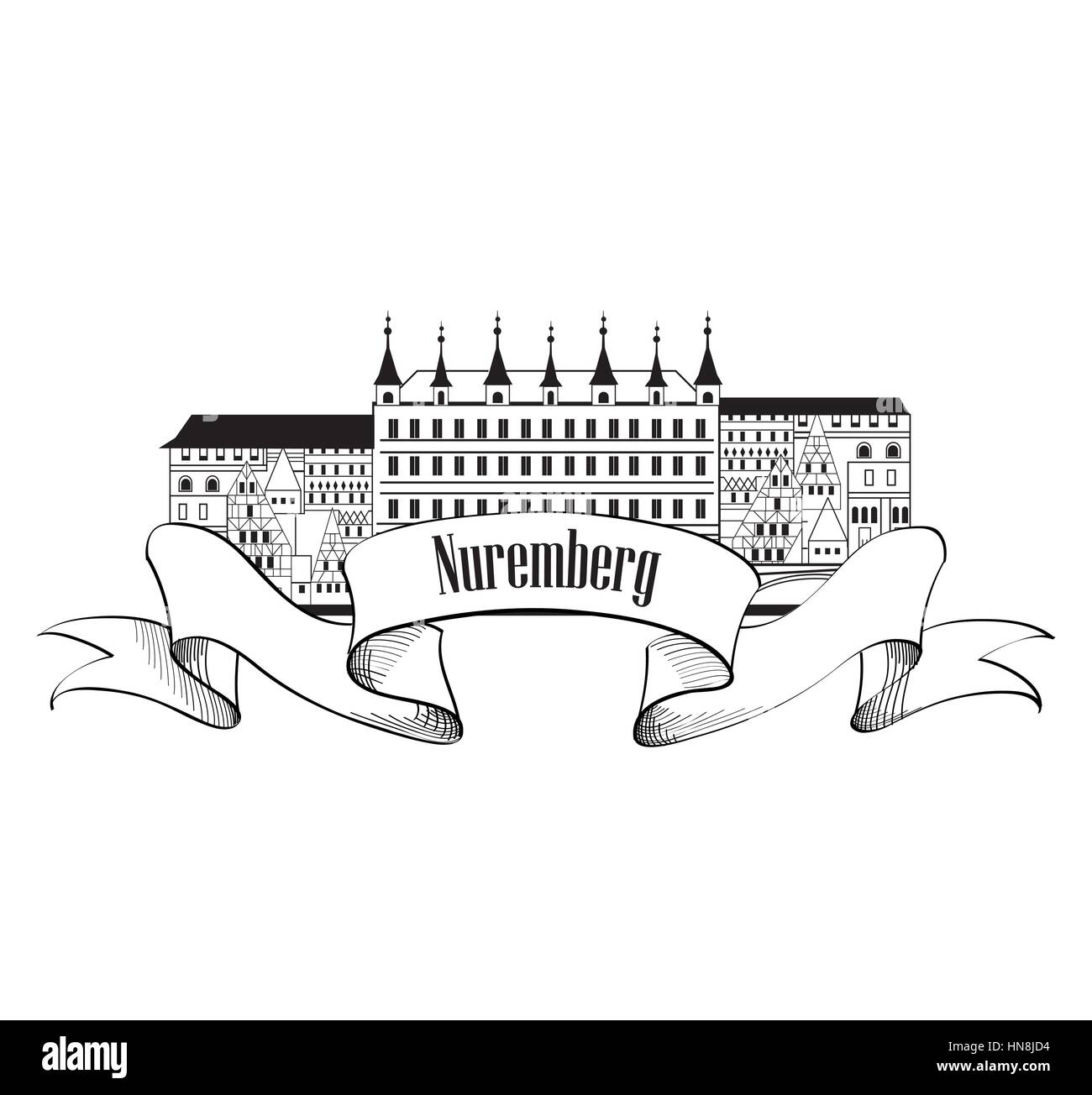 Nurnberg. City symbol. Old Nuremberg. Travel Germany label Stock Vector ...