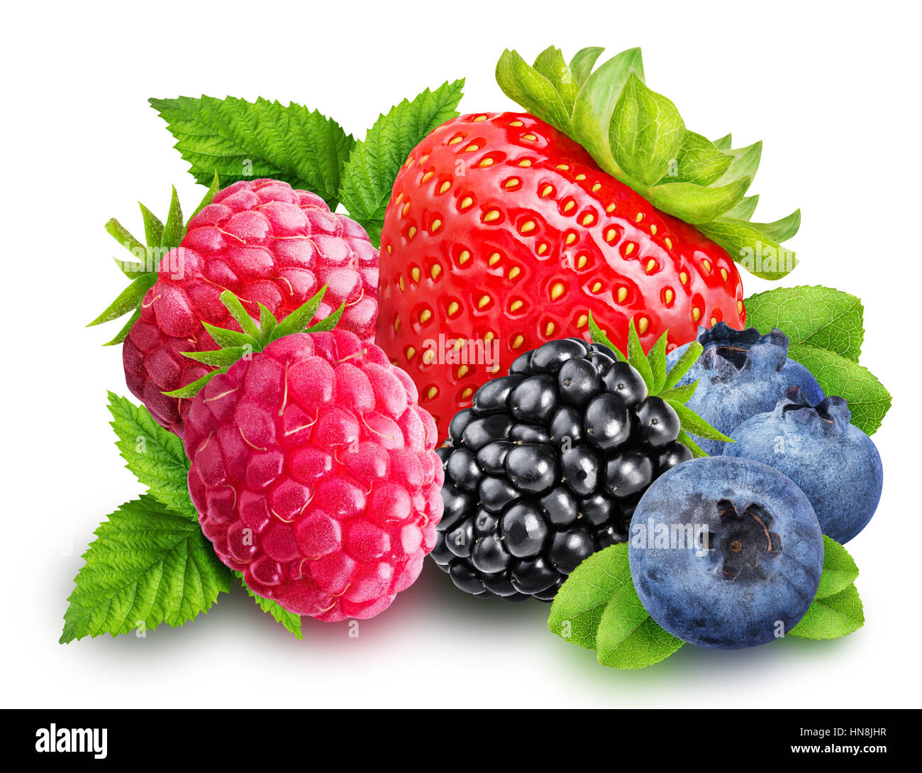 Strawberry, blackberry, blueberry, raspberry isolated with clipping ...