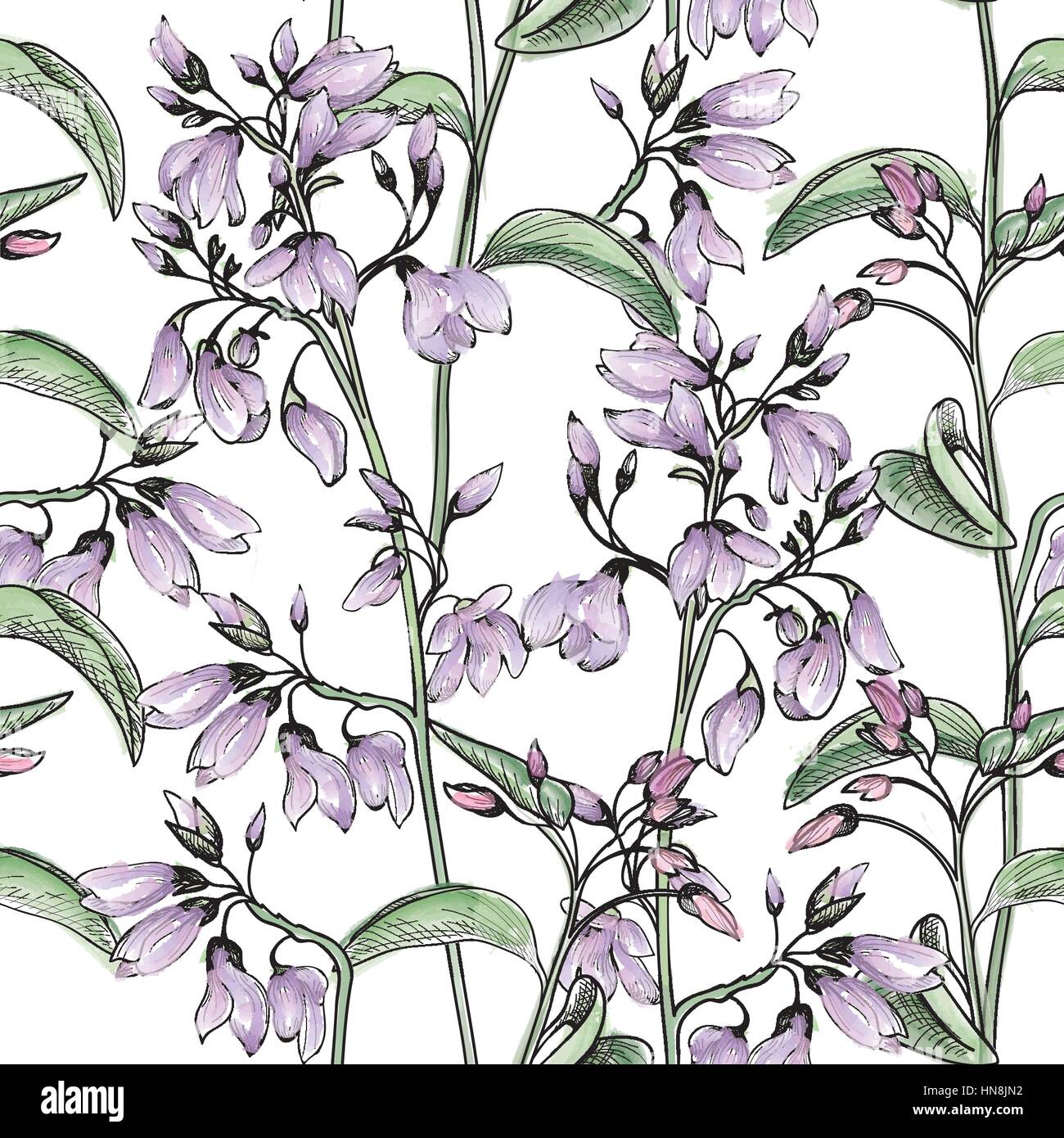 Floral seamless pattern. Flower watercolor background. Flourish spring ...