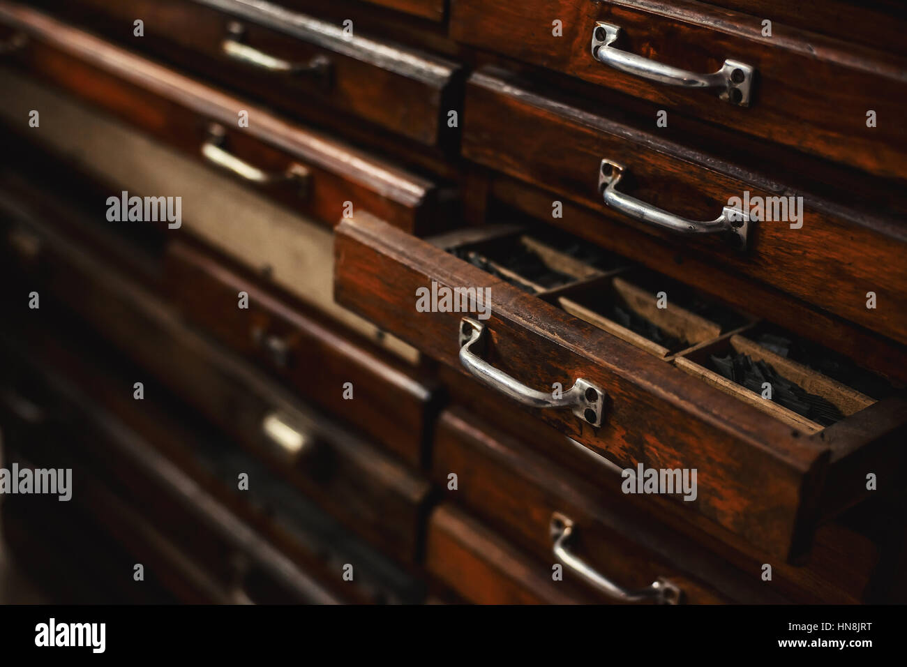 Details of an old wooden drawers, retro style Stock Photo - Alamy