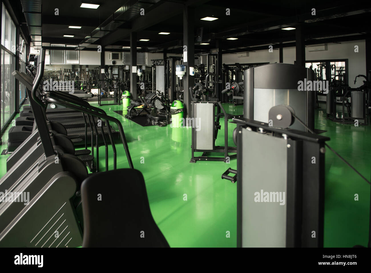 Equipment And Machines At The Modern Gym Room Fitness Center Stock ...