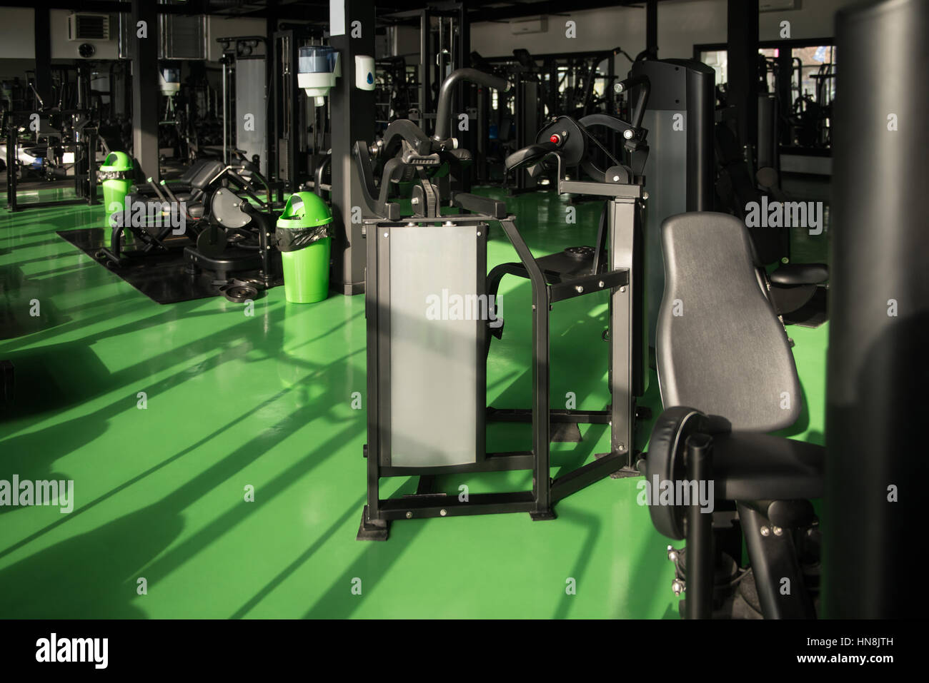 Modern Gym Room Fitness Center With Equipment And Machines Stock Photo ...