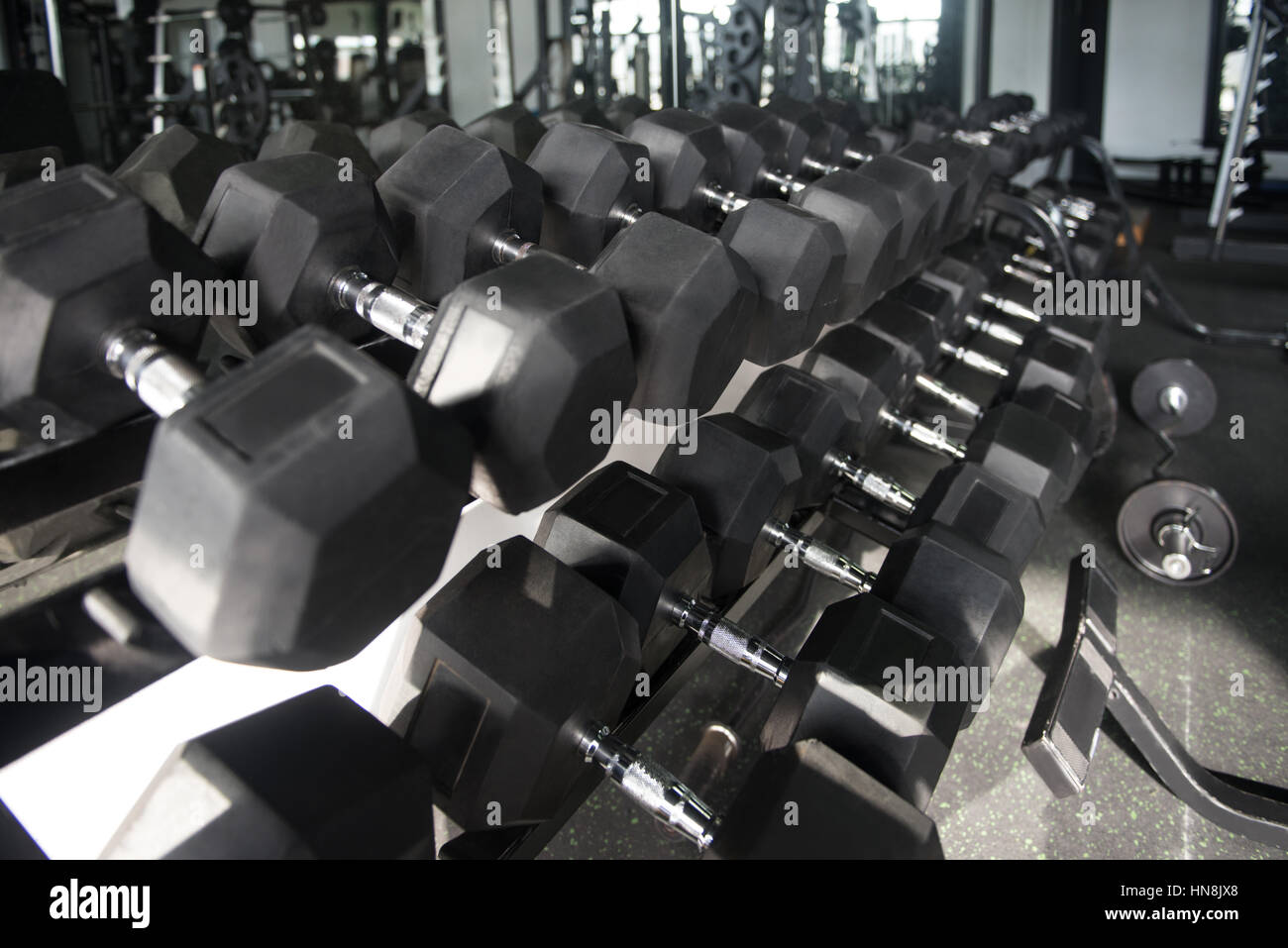 Equipment And Machines At The Modern Gym Room Fitness Center Stock ...
