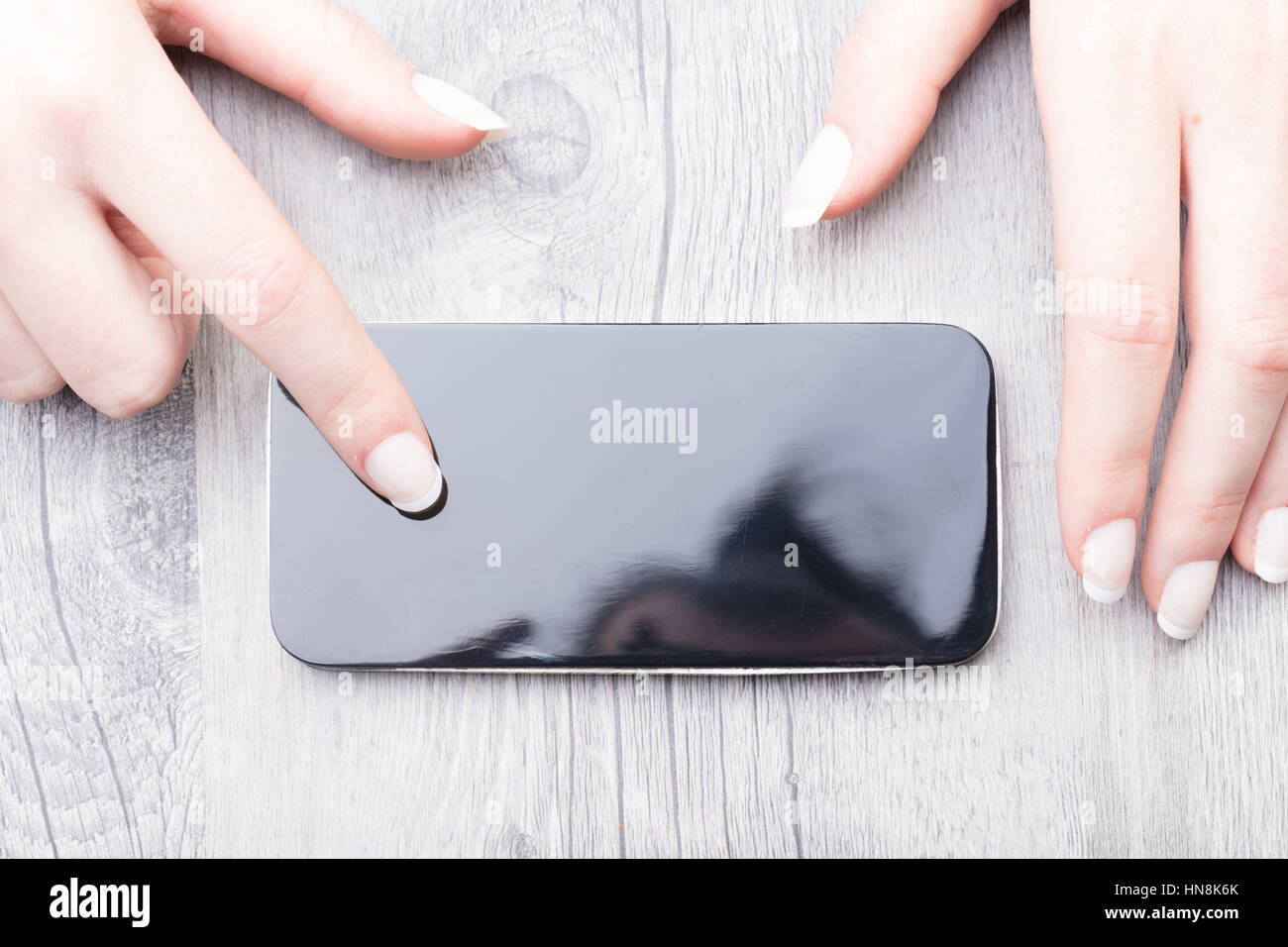 Woman navigating finger on hi-res stock photography and images - Alamy