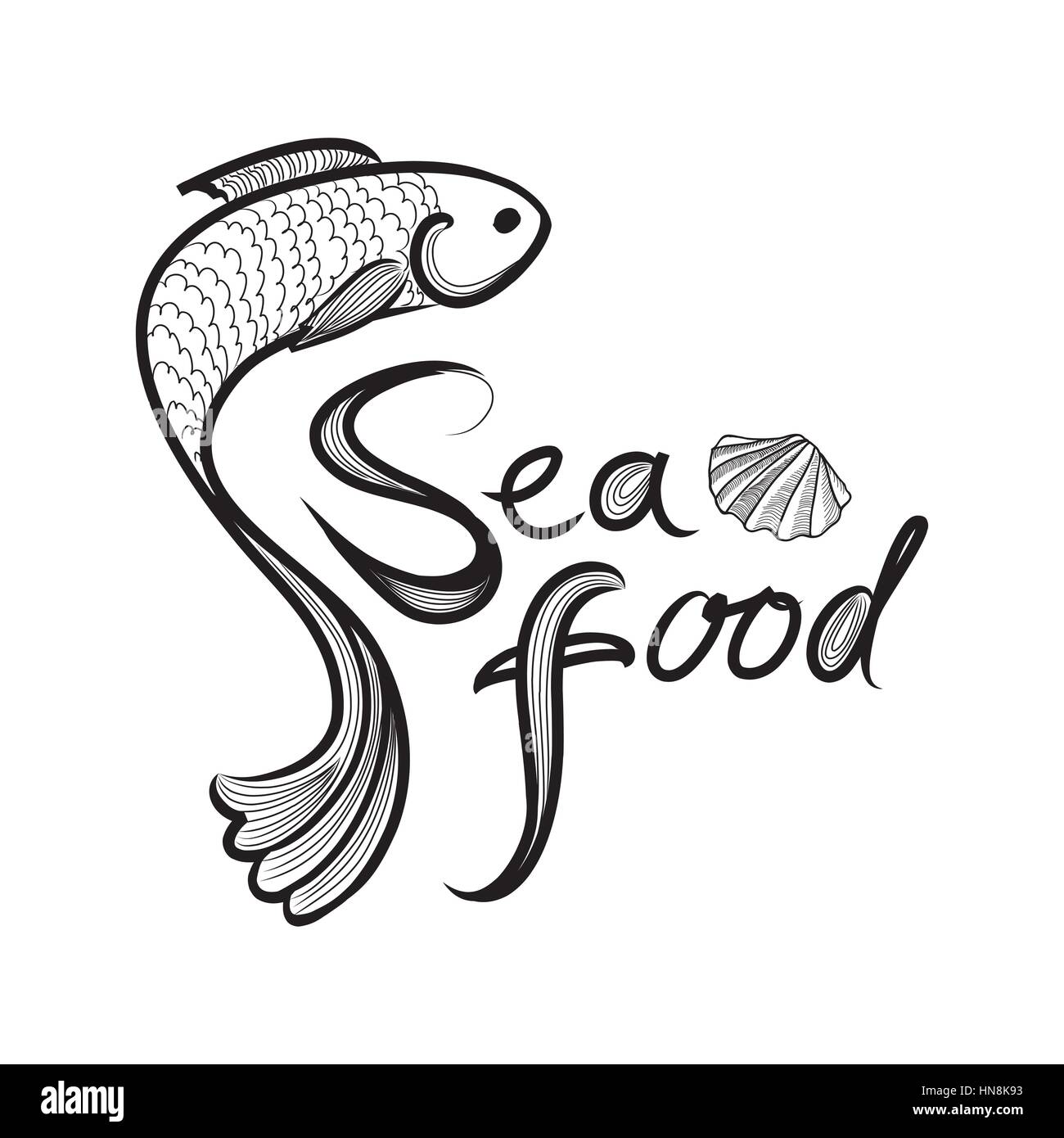 Fish label. Sea food menu sign Stock Vector Image & Art - Alamy
