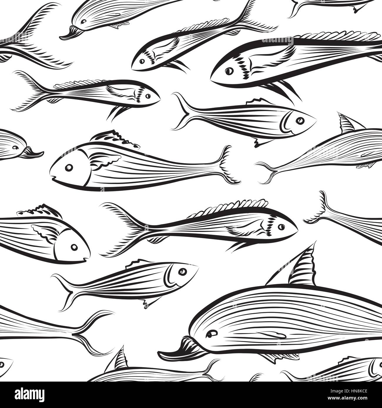 Fish seamless pattern. Sea food tiled background Stock Vector Image ...