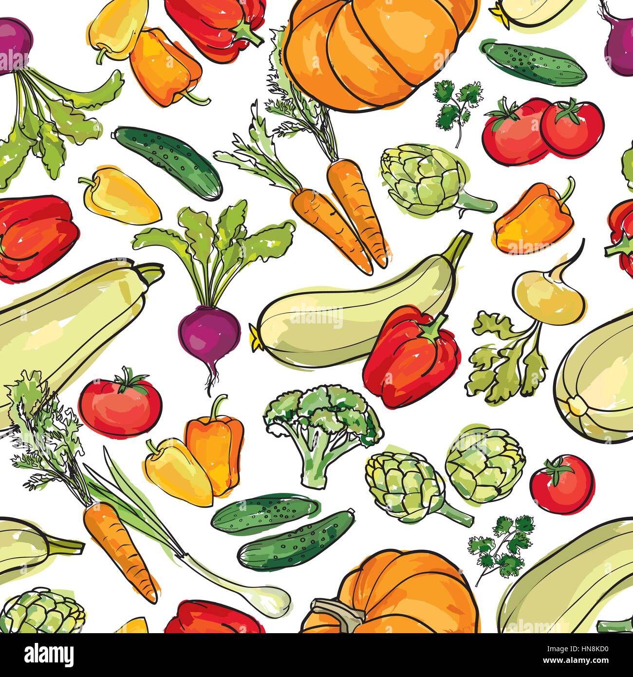 Vegetables pattern. Food ingredient seamless background Stock Vector ...