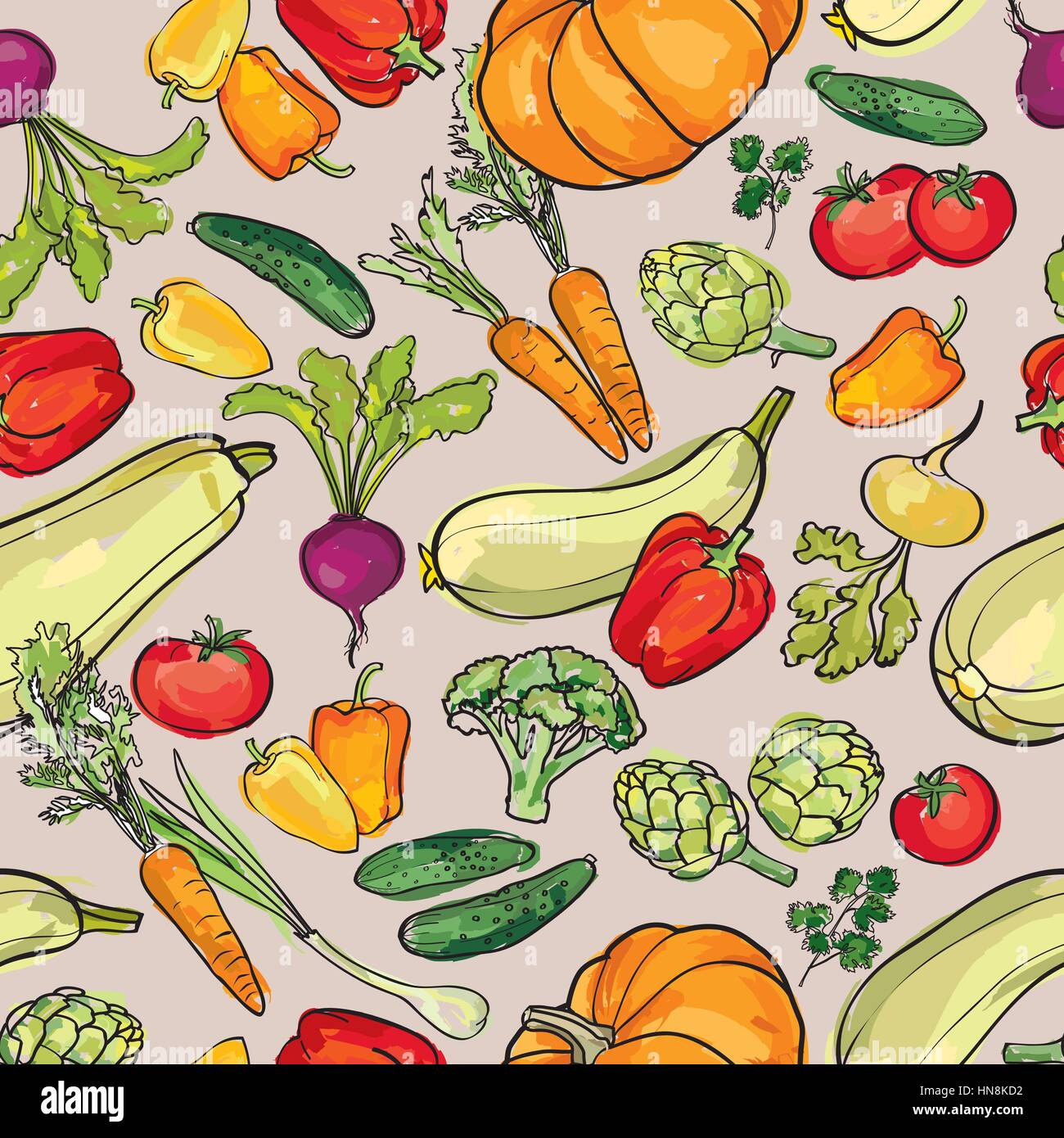 Vegetables pattern. Garden harvest seamless background Stock Vector ...