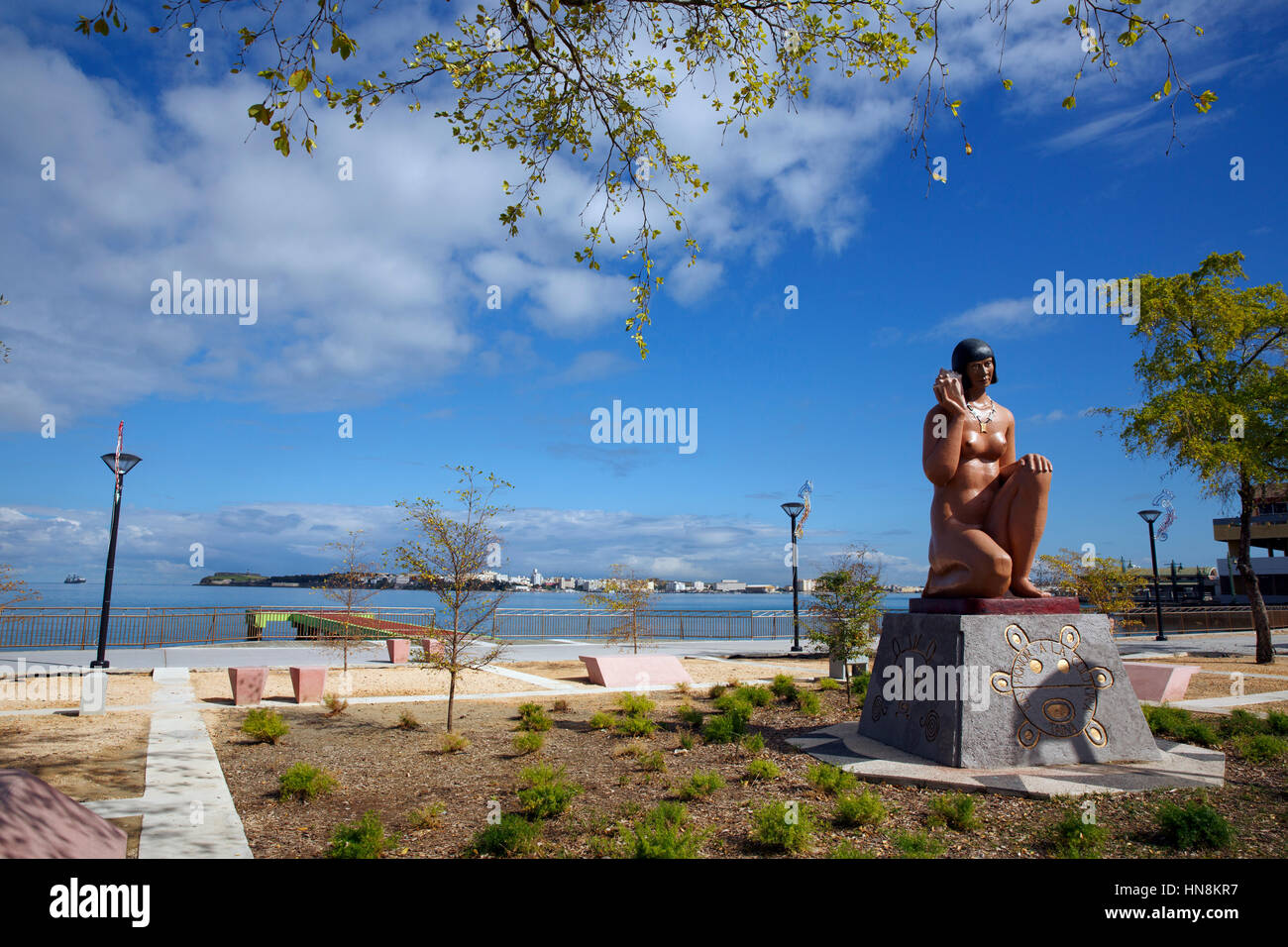 Taino Indian statue, waterfront park, Catano, San Juan Puerto Rico ...