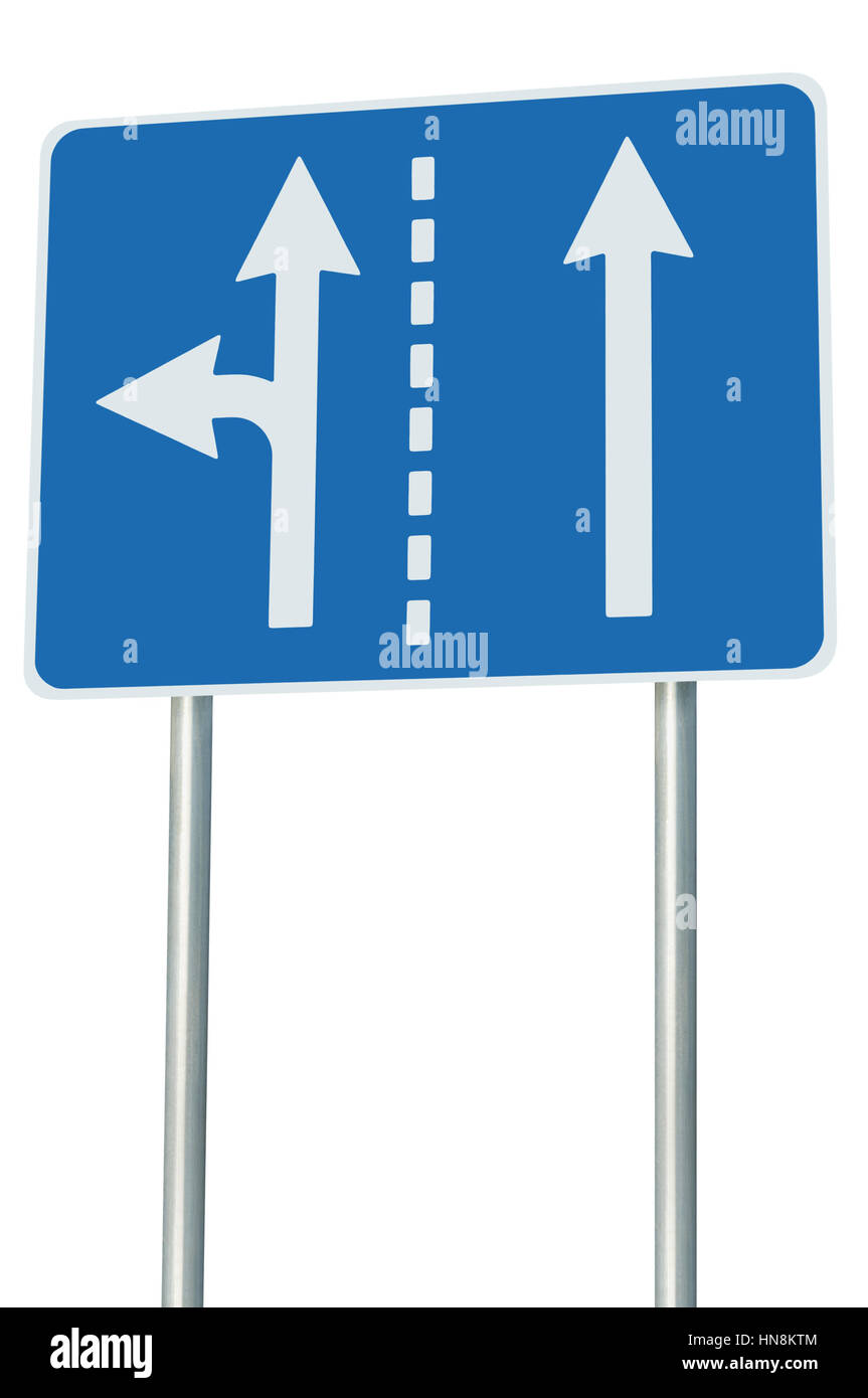 Appropriate traffic lanes at crossroads junction, left turn exit ahead ...