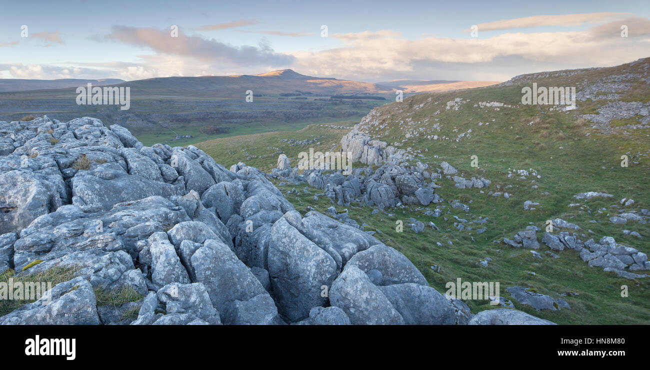 Whernside hill one of the famous Three Peaks viewed at sunset from ...