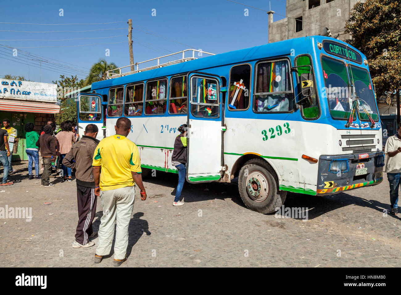 A Bus Getting Ready To Depart From The Bus Station, Ziway, Ethiopia ...