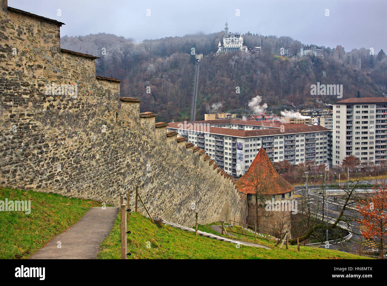 The Nölliturm, one of the towers of Museggmauer, the iconic old city ...