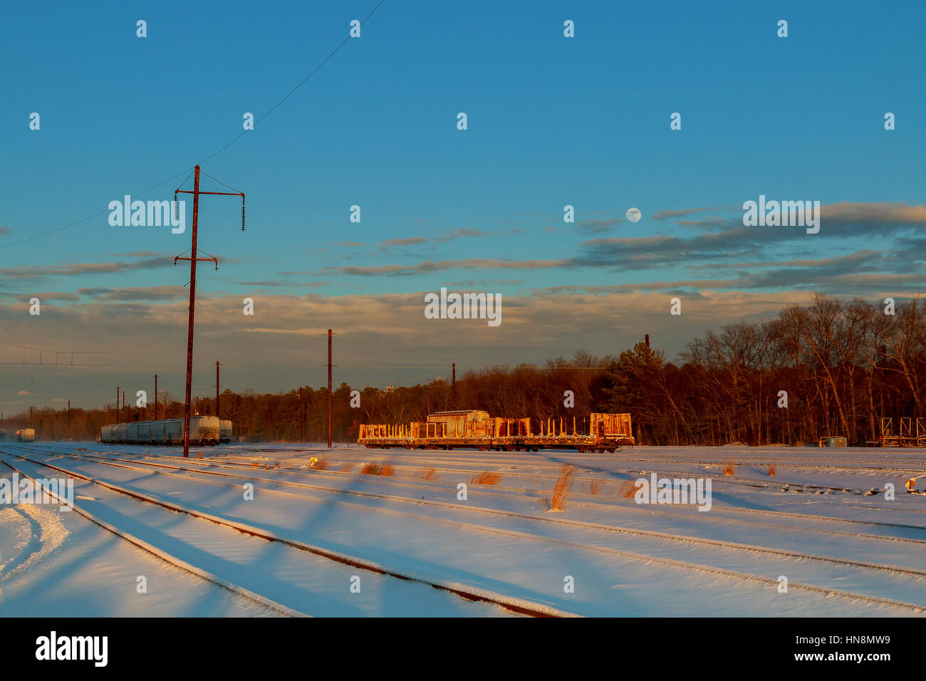 rail landscape. snowing Stock Photo - Alamy