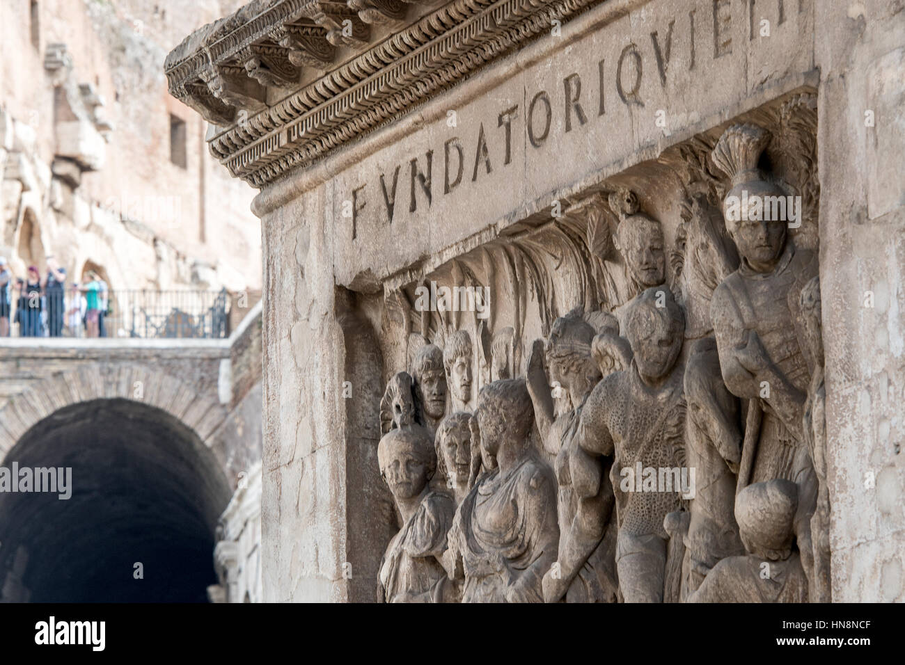 Rome, Italy- Close up of reliefs on The Arch of Constantine, located ...