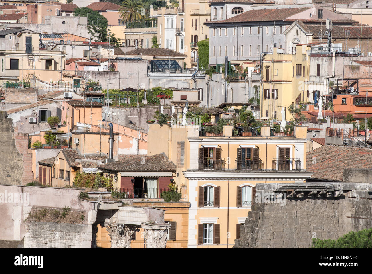 Rome, Italy- View of Roman architecture rooftops in the city of Rome ...