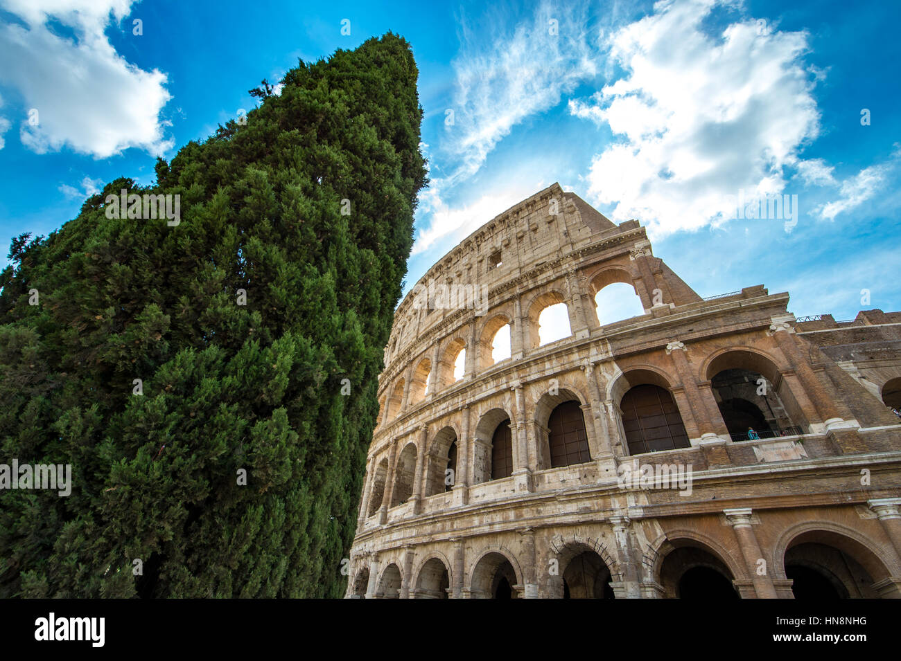 Rome, Italy- View of the famous stone amphitheater known as the Roman ...