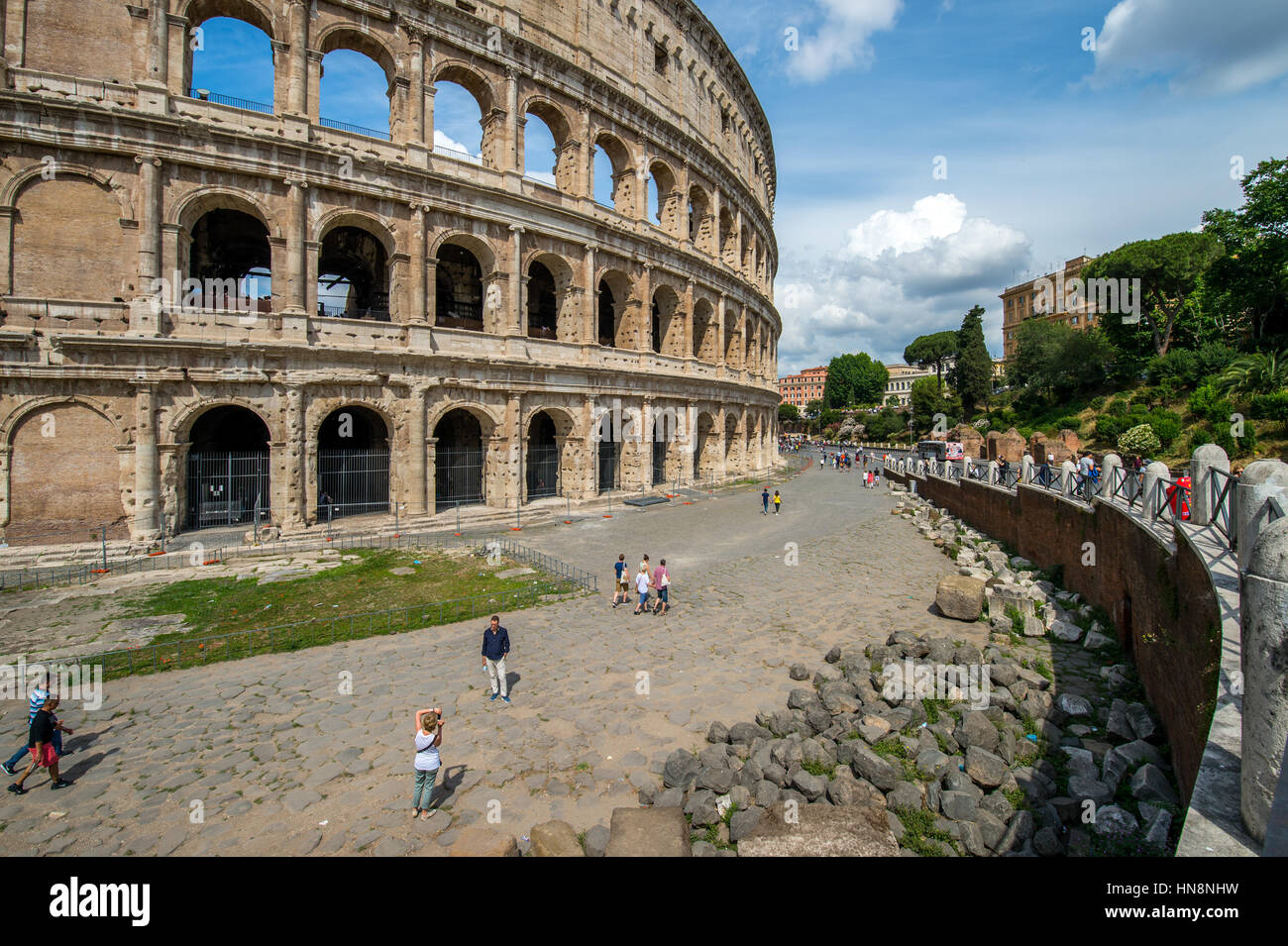 Rome, Italy- View of the famous stone amphitheater known as the Roman ...