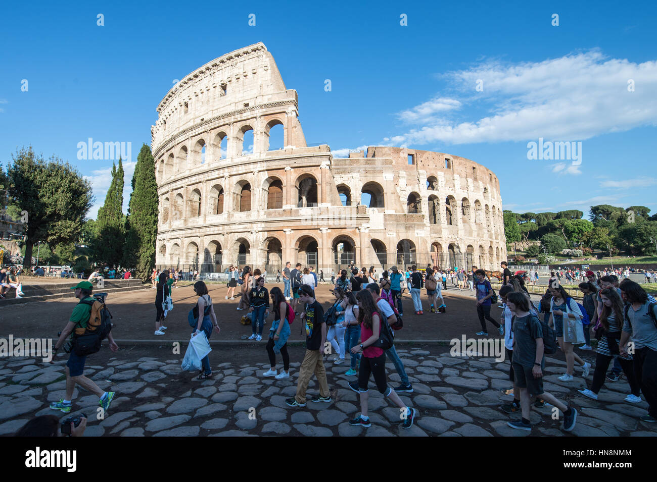 Rome, Italy- View of the famous stone amphitheater known as the Roman ...