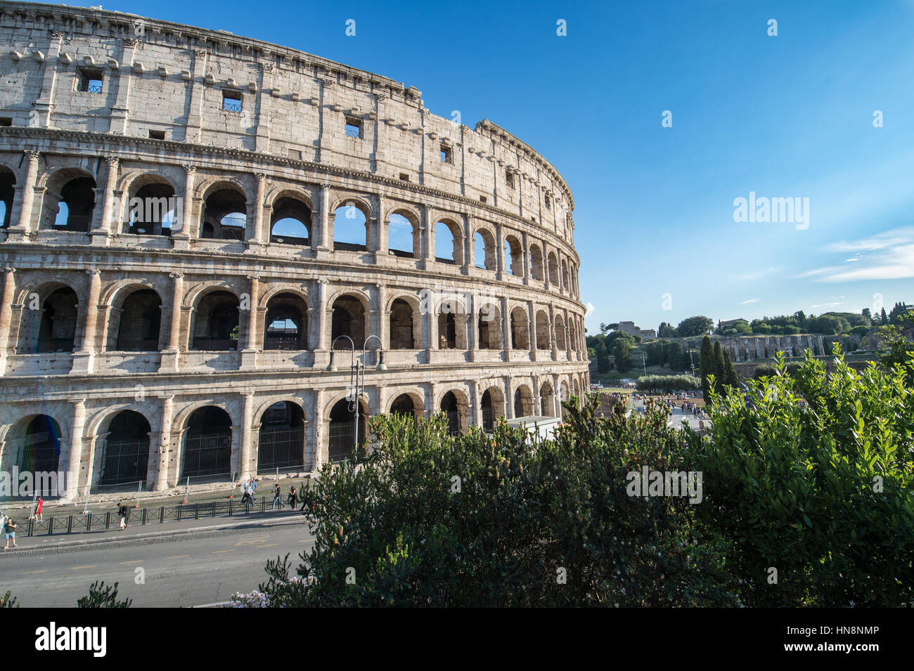 Rome, Italy- View of the famous stone amphitheater known as the Roman ...