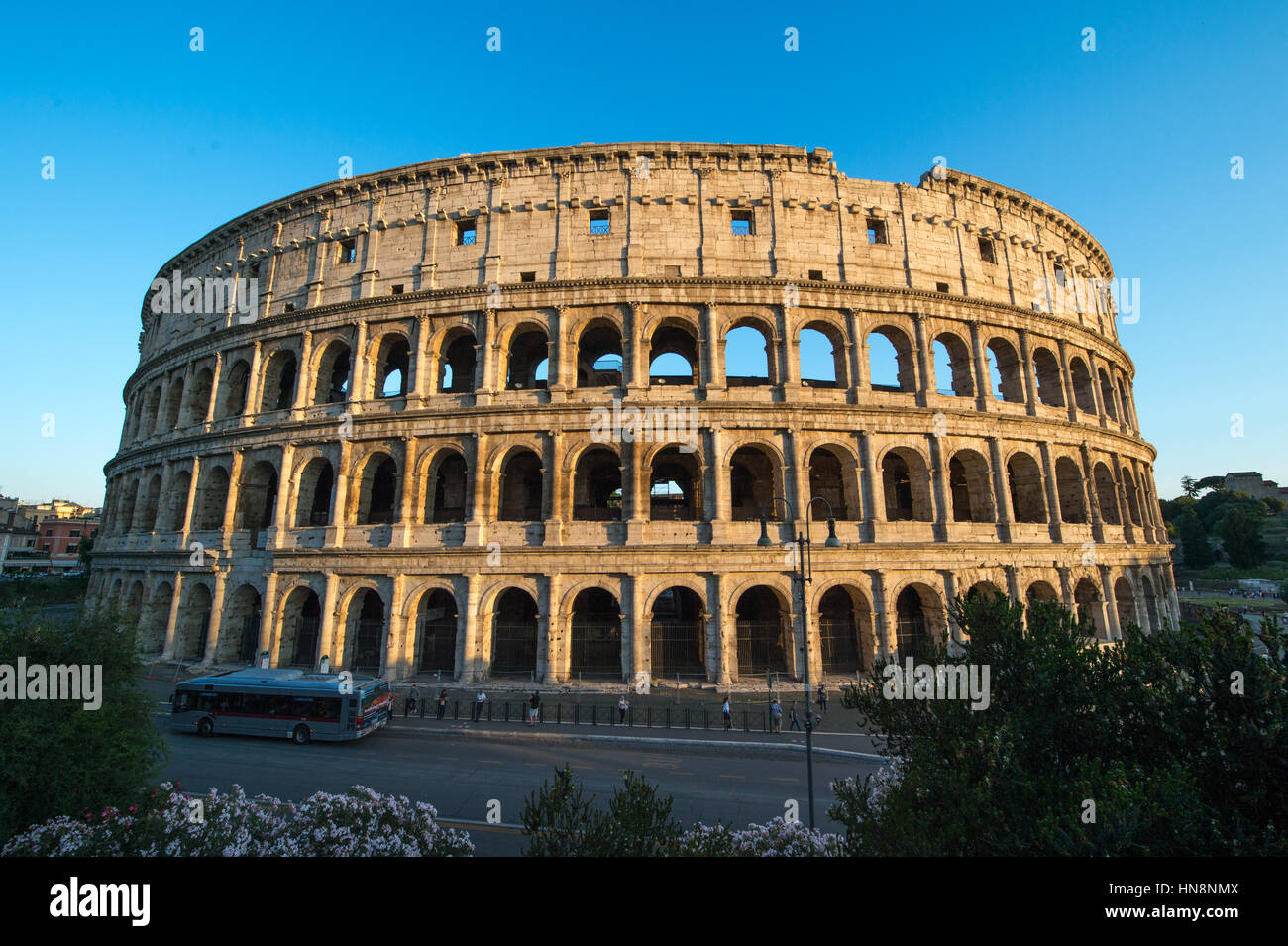 Rome, Italy- View of the famous stone amphitheater known as the Roman ...