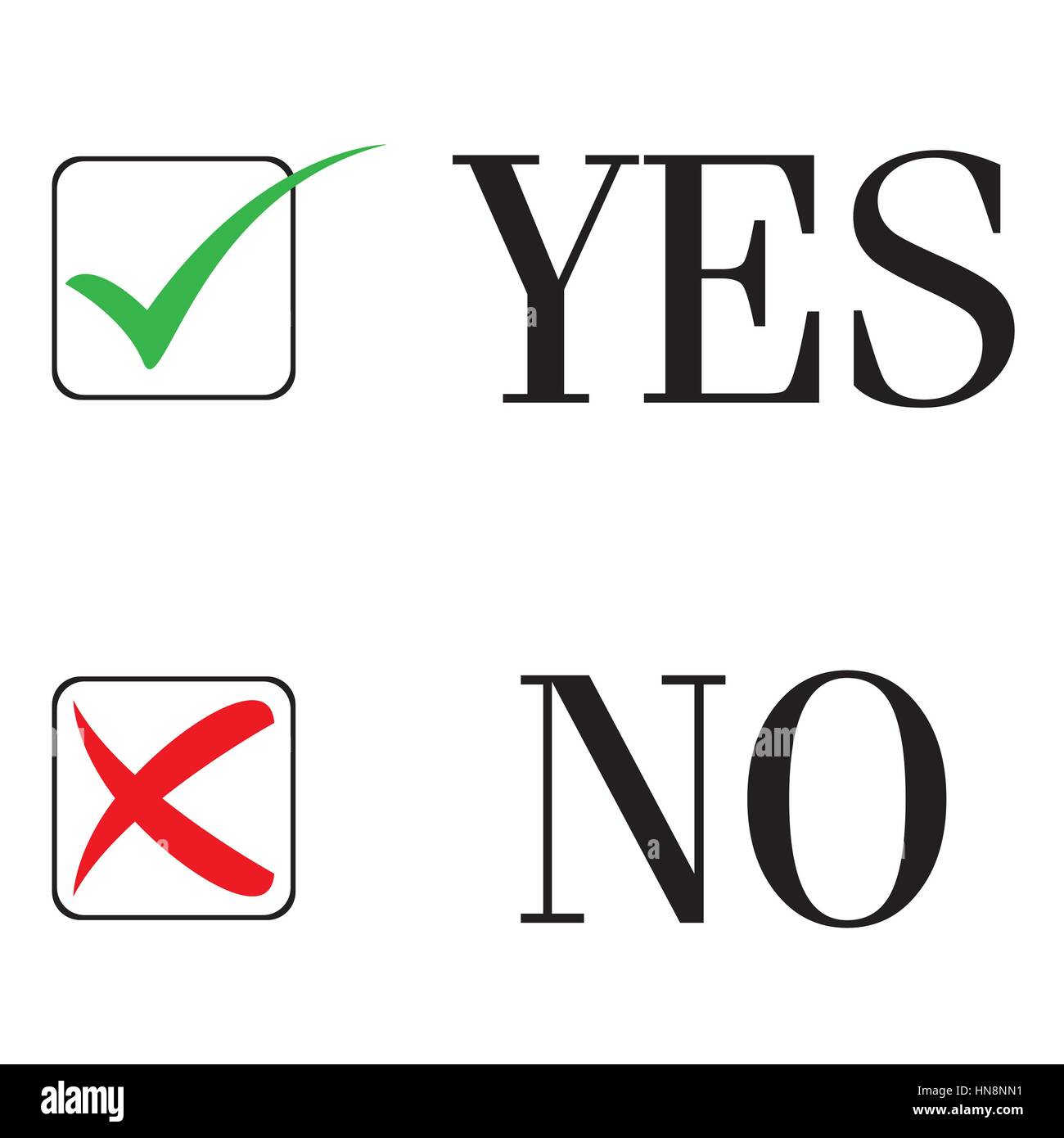 Green and red yes or no of square symbol isolated on white background ...