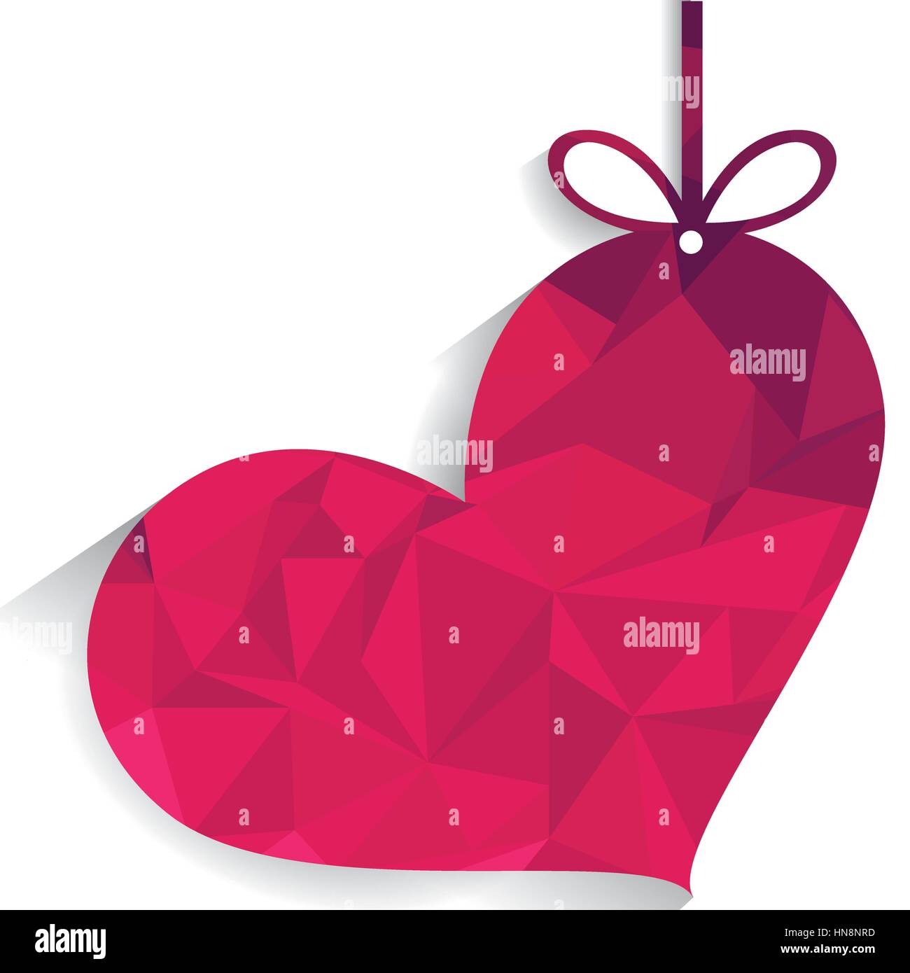 Big colorful Pink heart with ribbon on white background Stock Vector ...