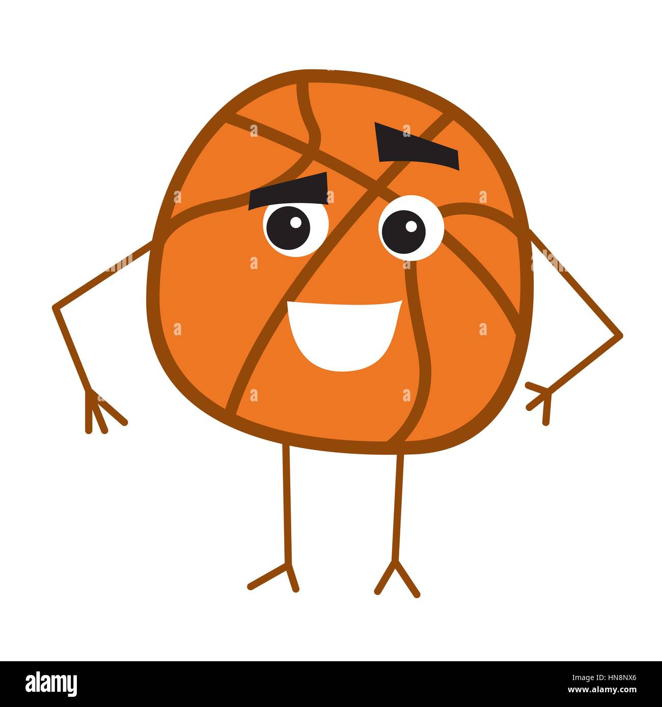 Cute Basketball Ball Cartoon Character. Vector Illustration Stock ...