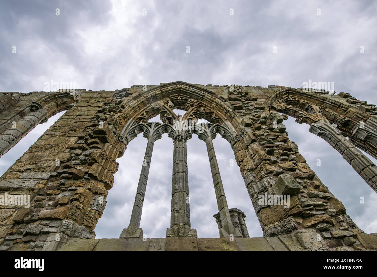 UK, England, Yorkshire - the stone remains of Whitby Abbey located in ...