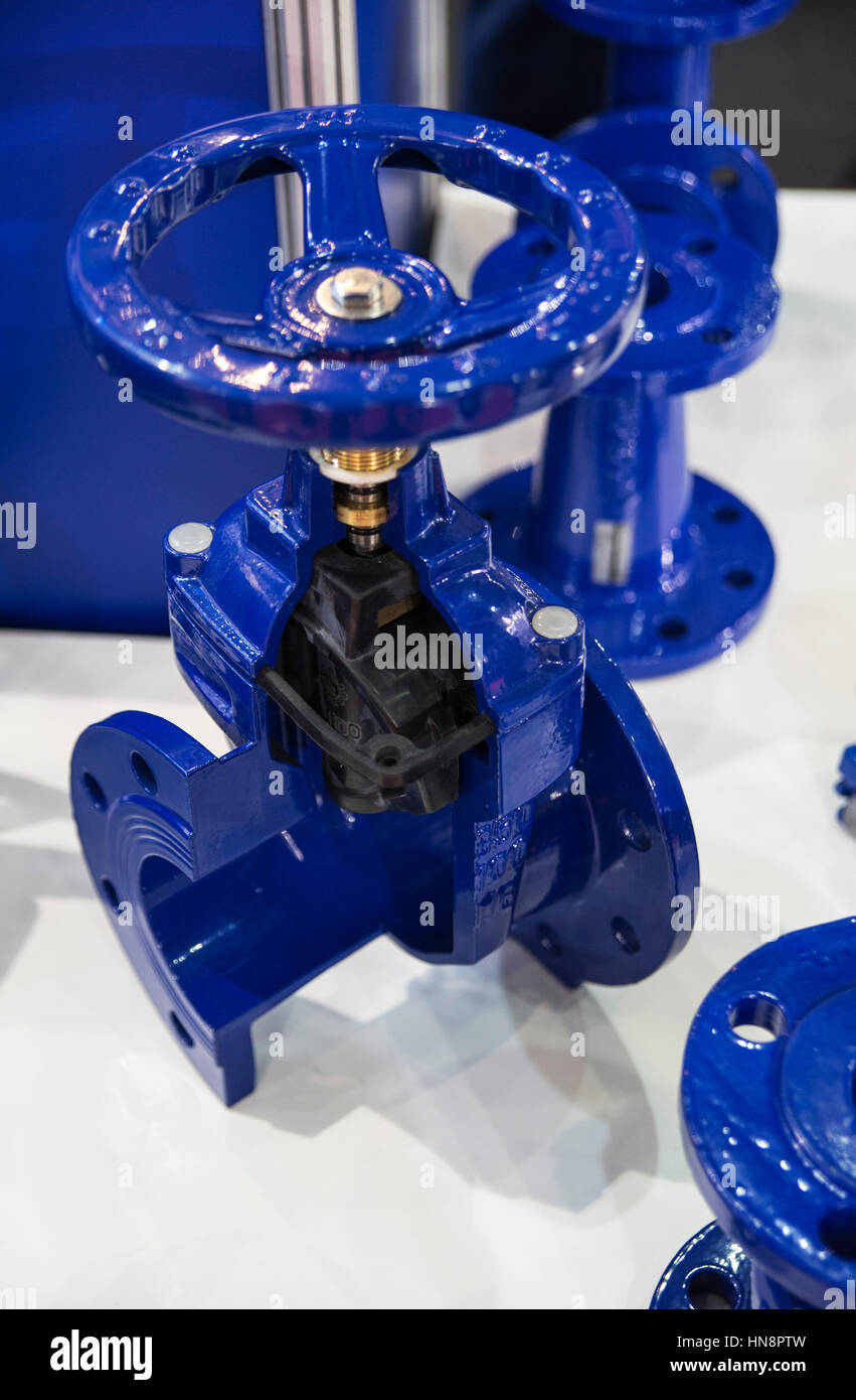 blue valve is in the cut Stock Photo - Alamy