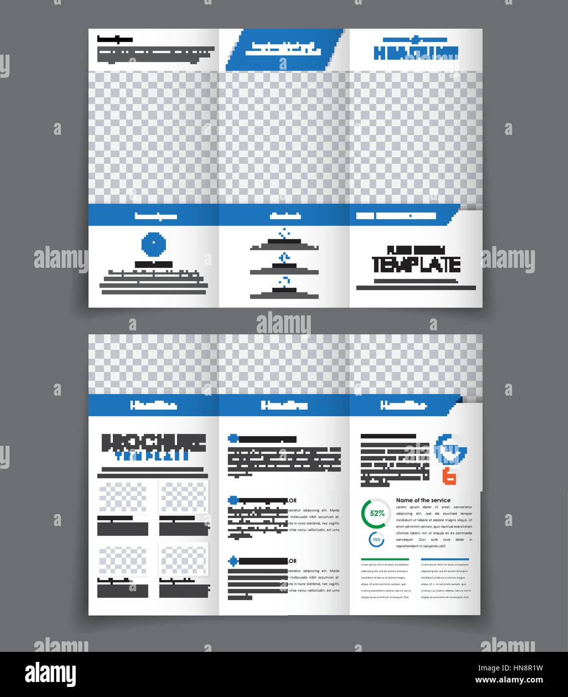 Design triple brochure with blue elements. Template folding flyer with ...