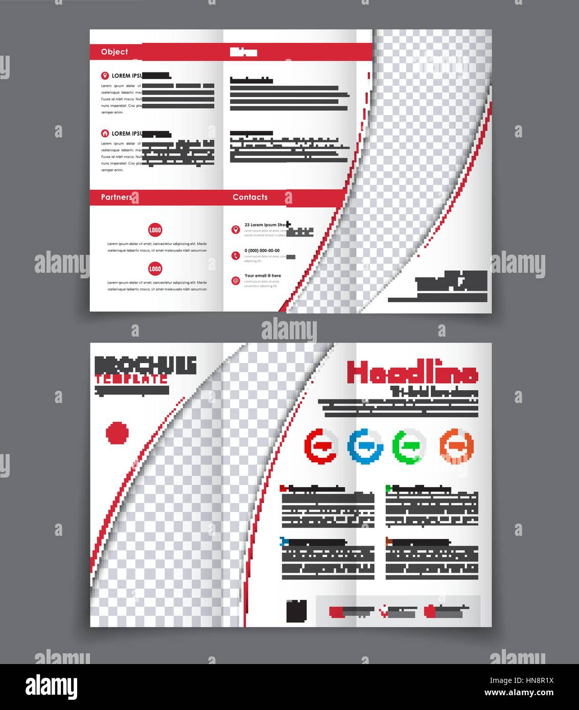 design of the front and back of the booklet triple red elements ...