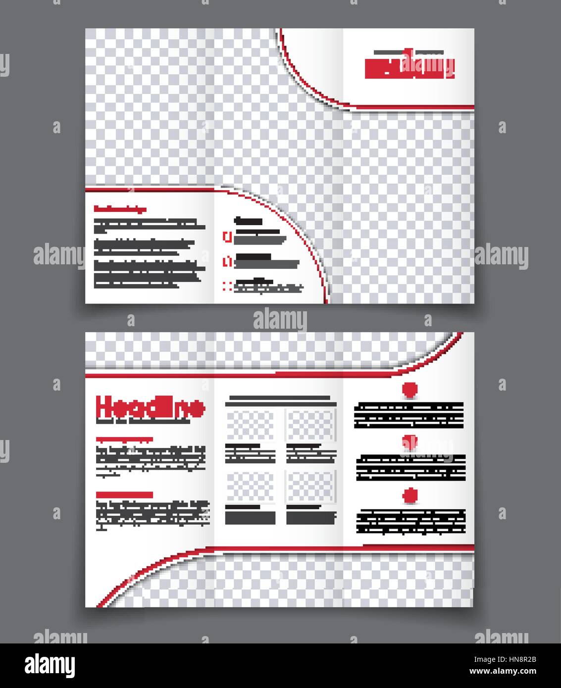 Template triple brochure with red elements. Design folding flyer with ...
