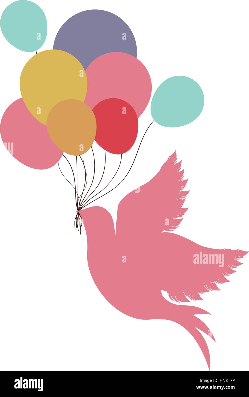 birds with balloons icon image design, vector illustration Stock Vector ...