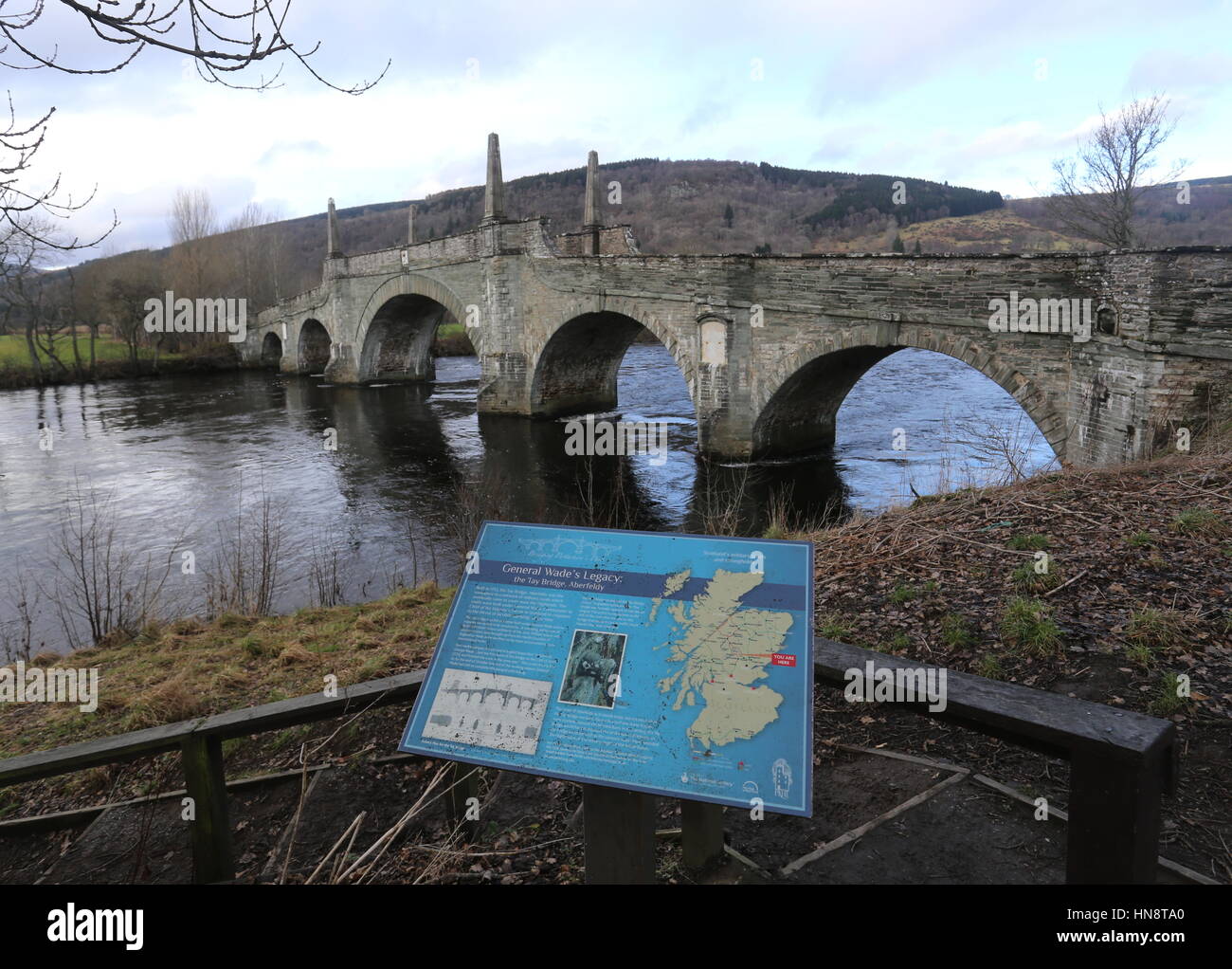 General Wade's bridge over River Tay Aberfeldy Scotland February 2017 ...