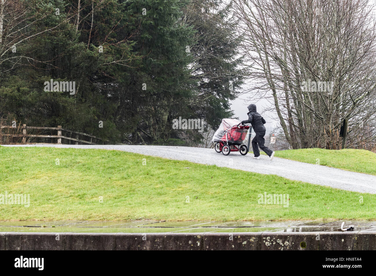 Caledonain canal at banavie on a rainy day Stock Photo - Alamy
