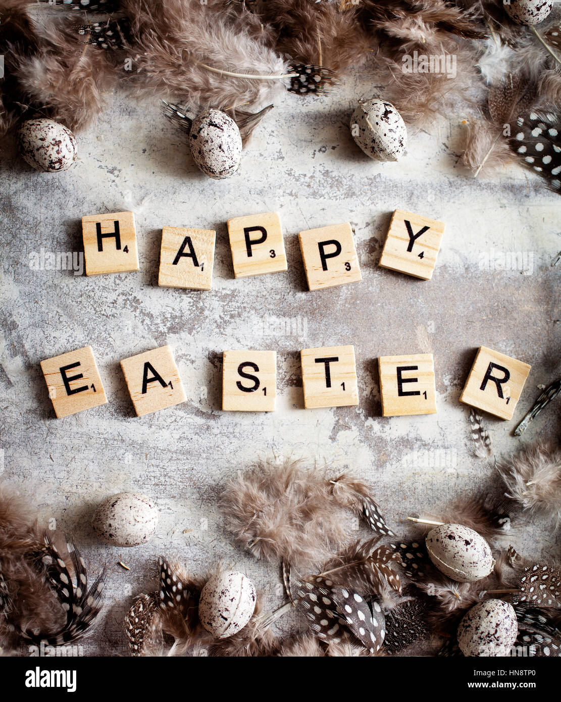 Happy Easter written with wooden letters Stock Photo - Alamy