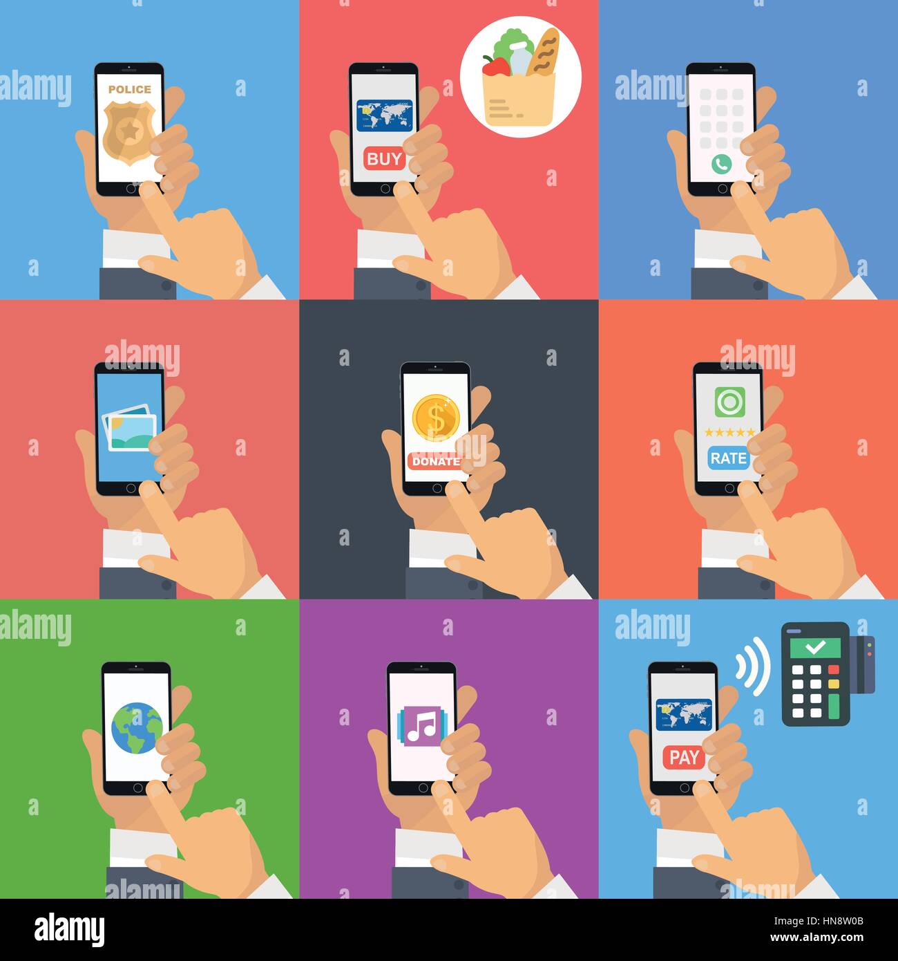 Man holding mobile device Stock Vector Images - Alamy