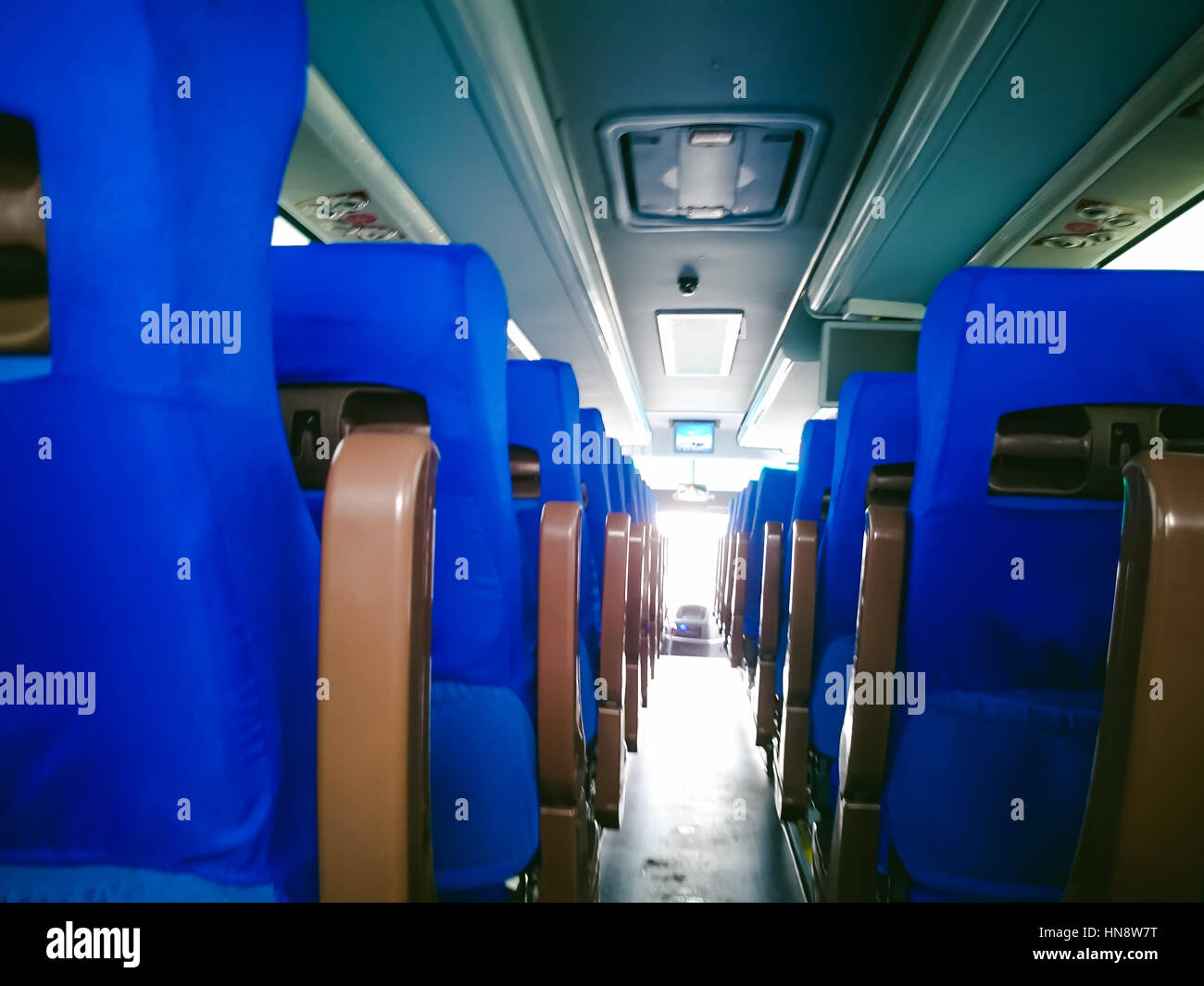 Blue Salon tourist bus transport Stock Photo - Alamy
