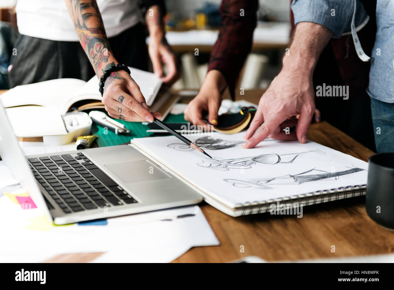 Fashion Designer Sketch Drawing Costume Concept Stock Photo - Alamy