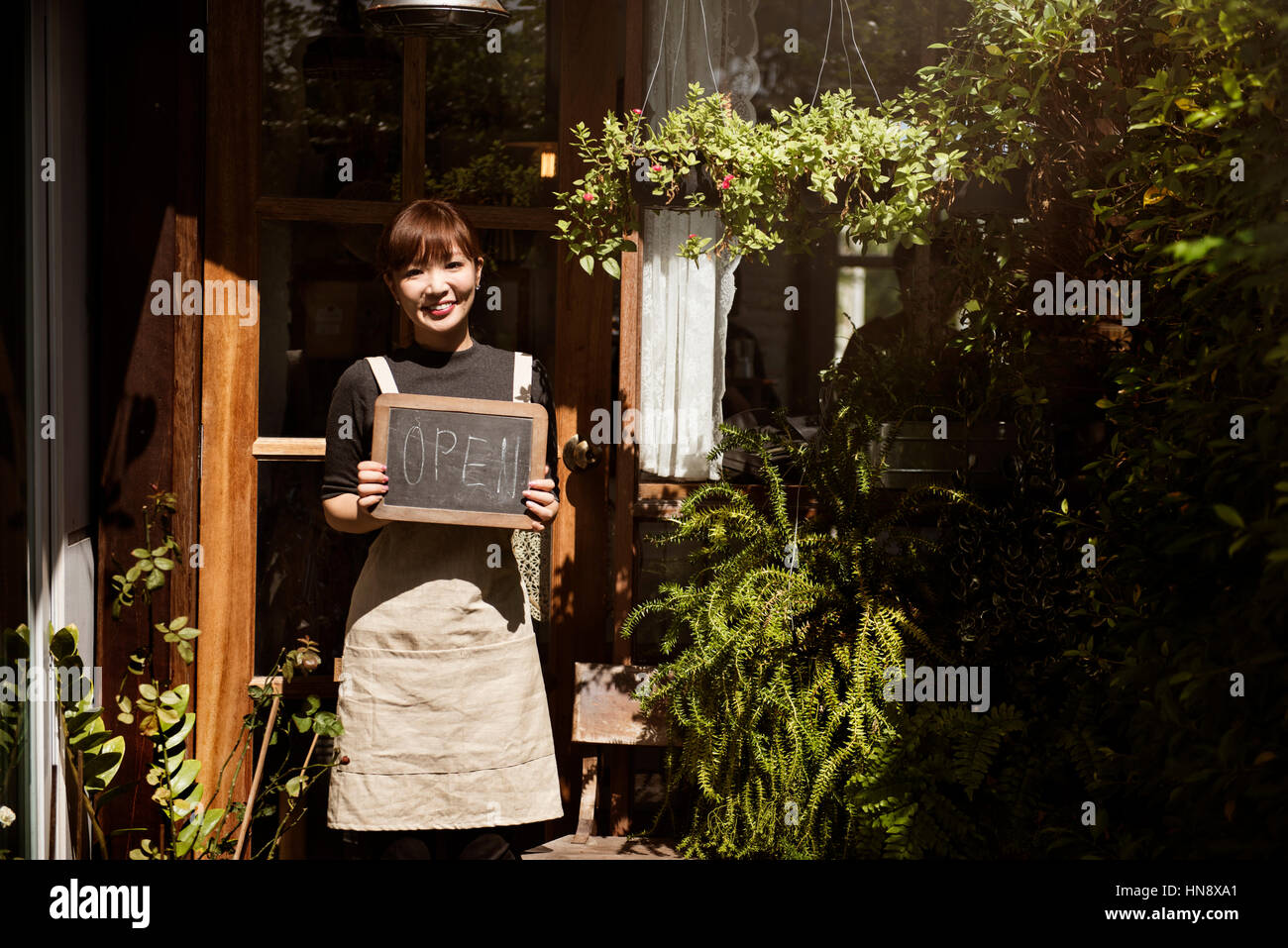 Cafe Open Shop Retail Welcome Notice Retail Front Stock Photo - Alamy