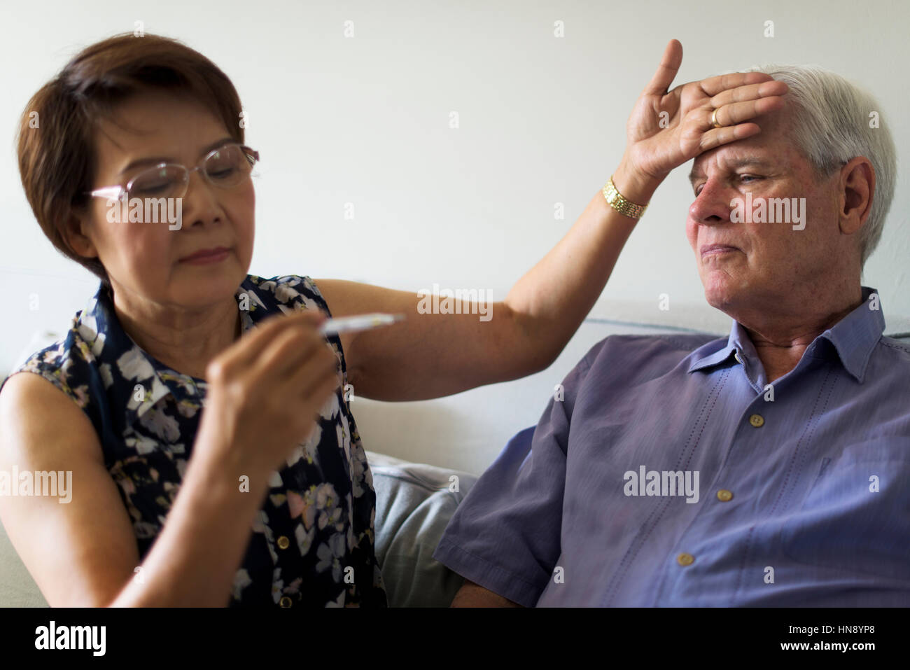Senior Man Adult Sick Fever Stock Photo - Alamy