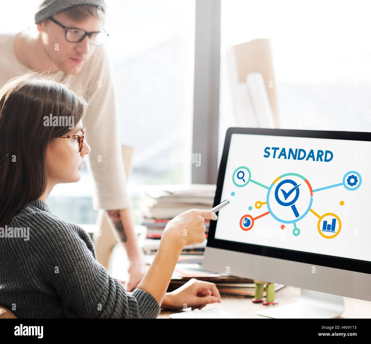 Quality Management Check Icon Concept Stock Photo - Alamy