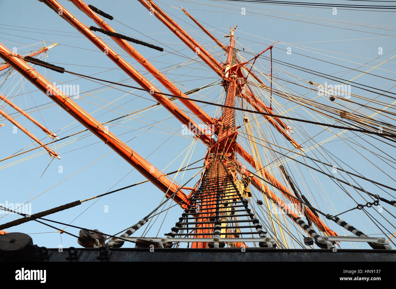 One of the four masts of the Sedov ship. The STS Sedov is a 4-masted ...
