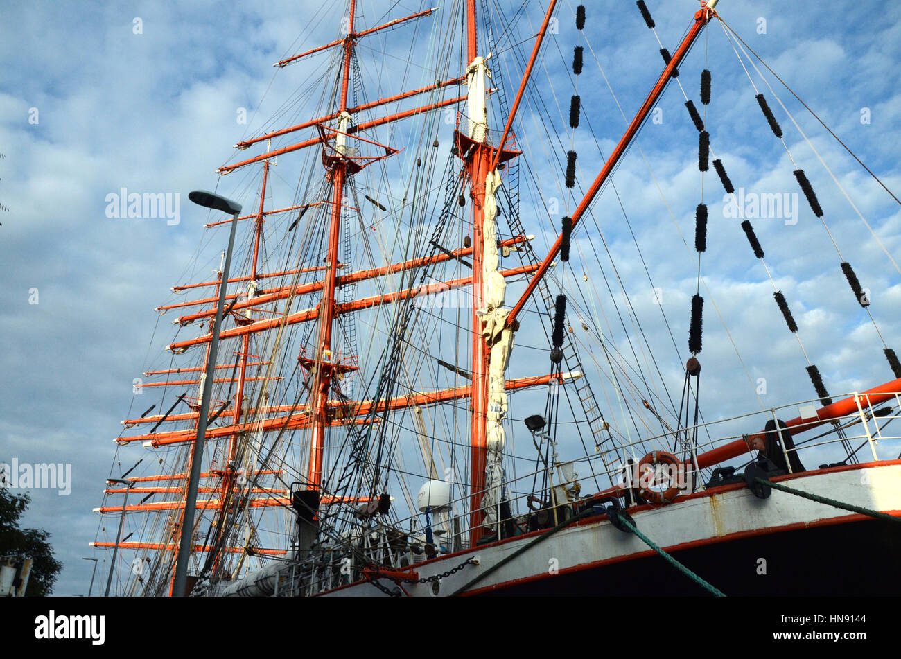 Sedov ship in Barcelona. The STS Sedov is a 4-masted steel barque that ...