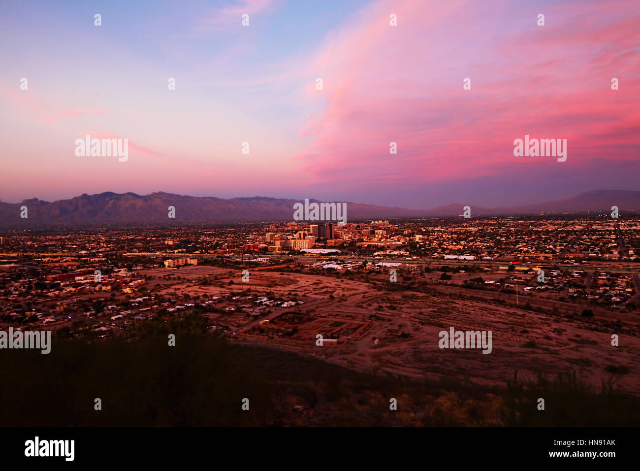 The Tucson, Arizona city center at sunset Stock Photo - Alamy