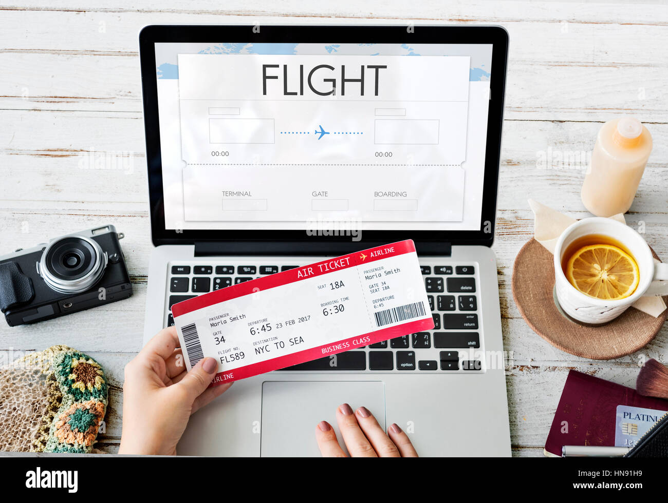 Online Flight Booking Interface Concept Stock Photo - Alamy
